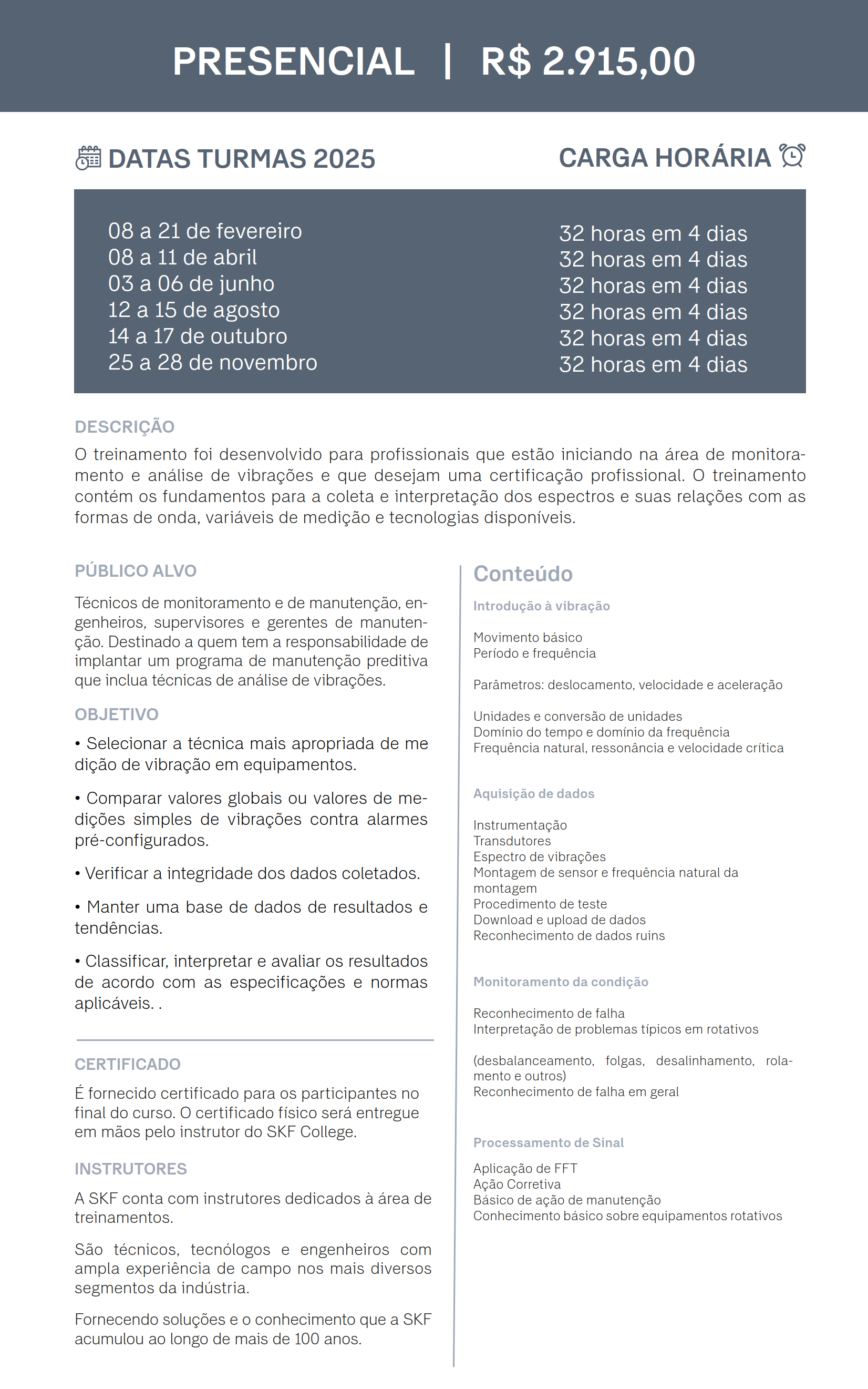 WI202 - Análise de Vibrações - Categoria I - ISO18436-2 - Presencial